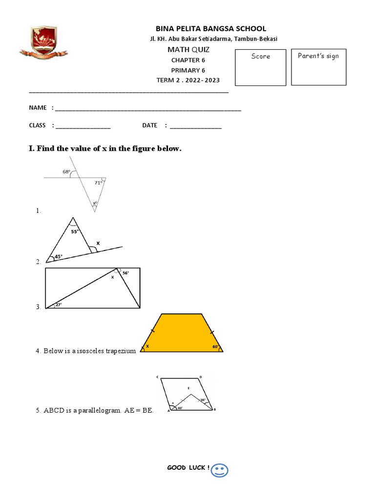 Worksheet Math P6 Angles | PDF