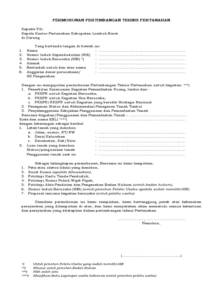 Form Permohonan Pertek 2022 | PDF | Hukum