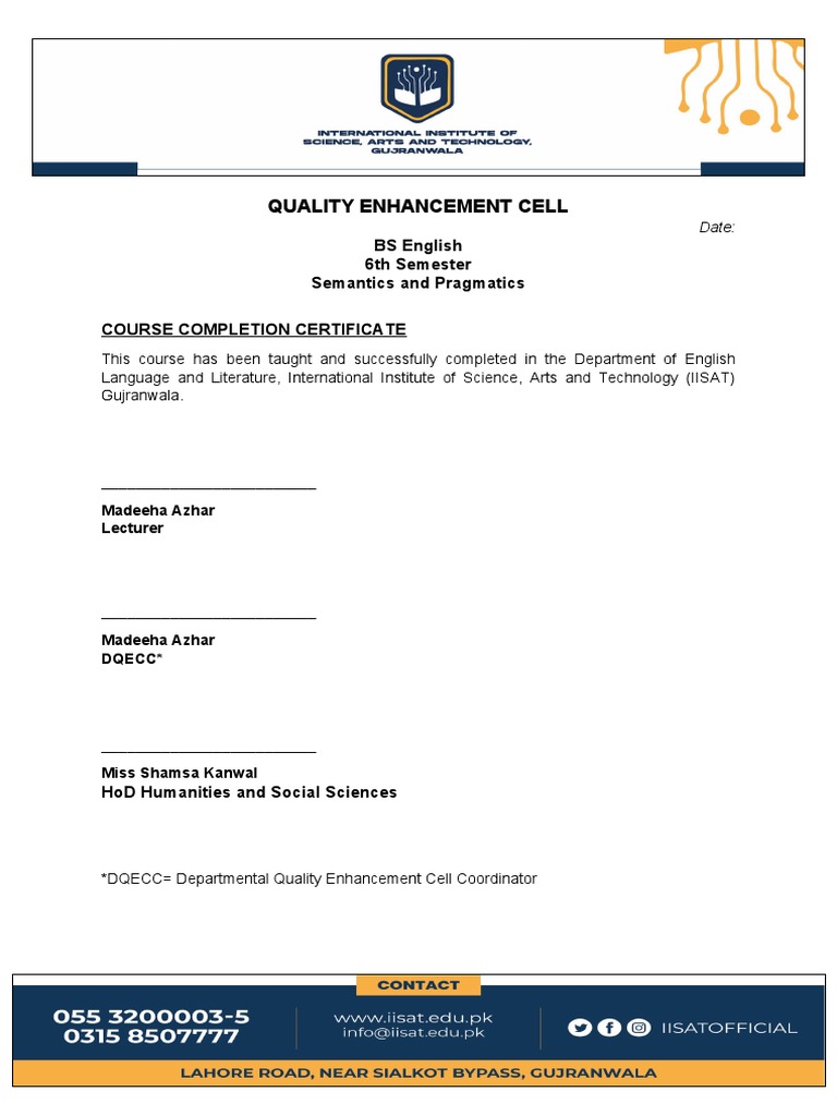 QEC Course Completion Certificate | PDF | Career & Growth