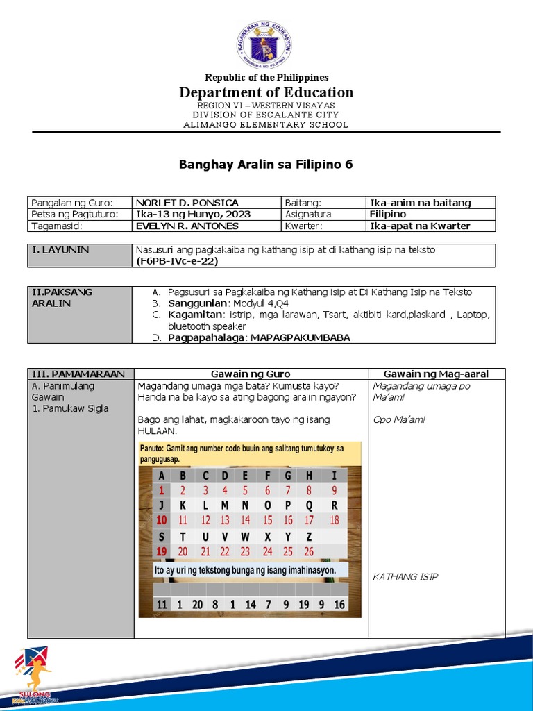 CO2 DLP FILIPINO6 Q4 Week4 NORLET | PDF