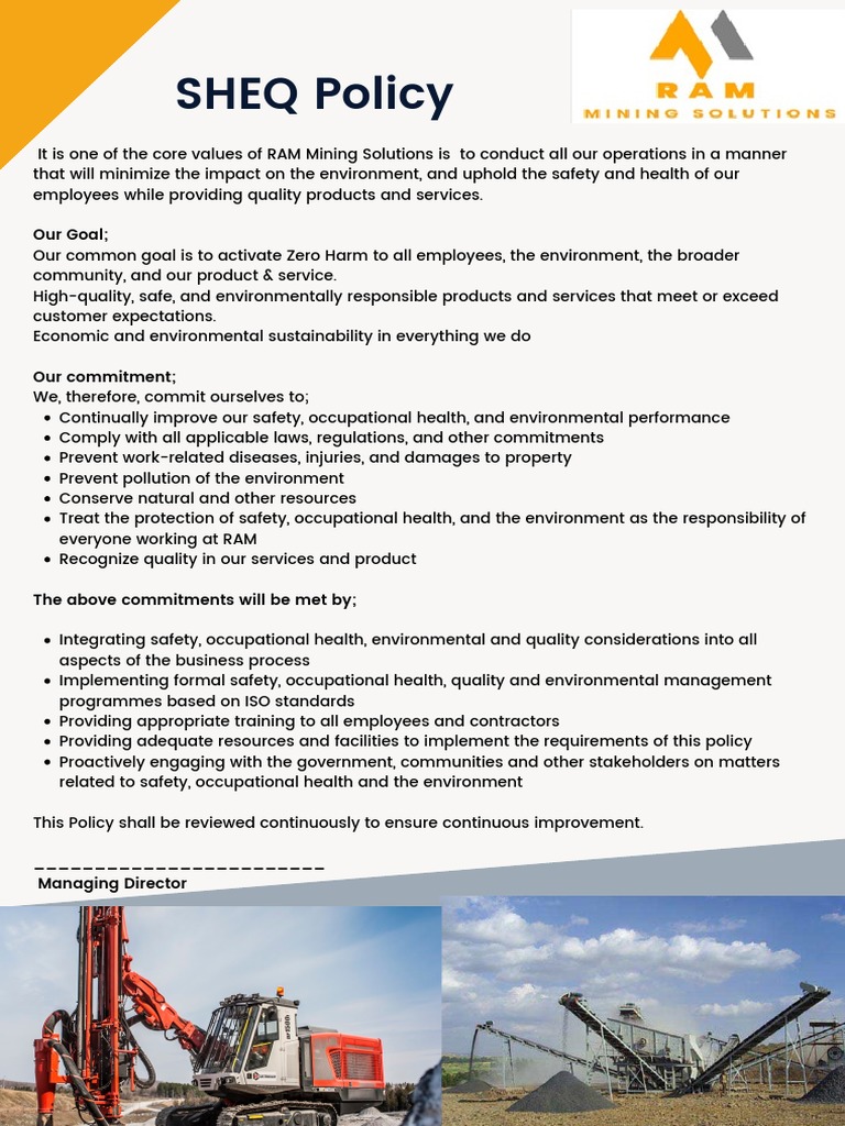 RAM SHEQ Policy - Rev 0 | PDF