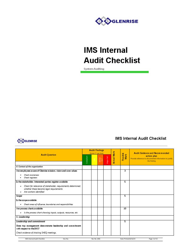 18.1 - App - 1 - IMS - Internal - System - Checklist - (ISO9001.14001 ...