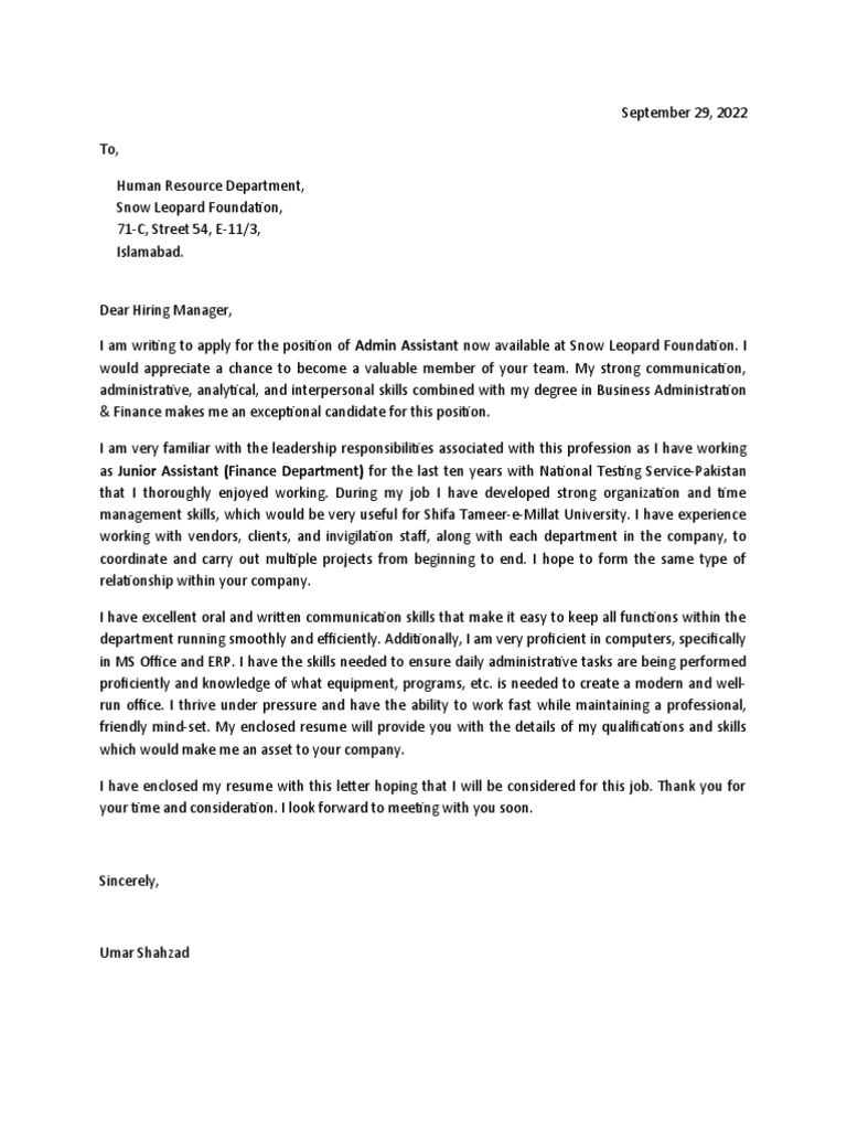 Admin Assistant Application | PDF