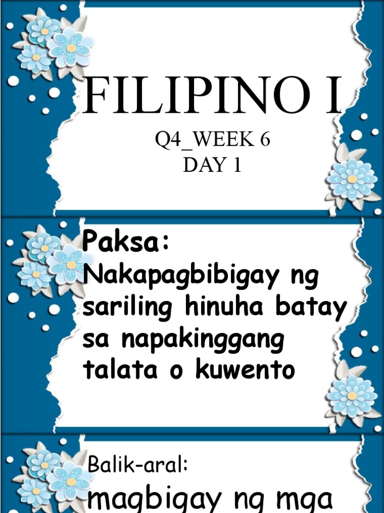 Filipino I q4 Week 6 June 5 | PDF
