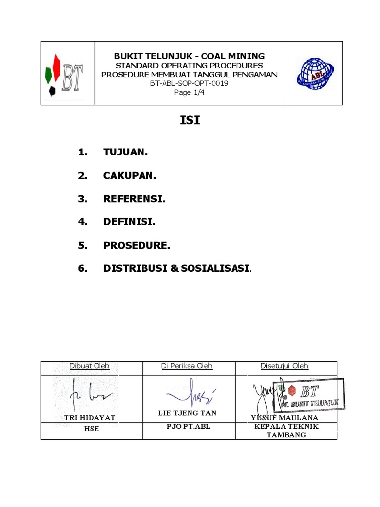 Sop Opt 0019 Membuat Tanggul Pengaman | PDF