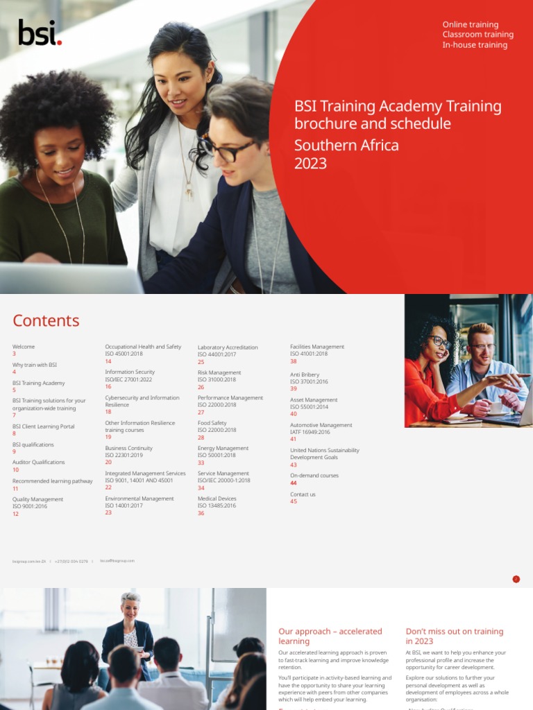 Bsi - Za - Training Brochure - Jul To Dec 2023 | PDF