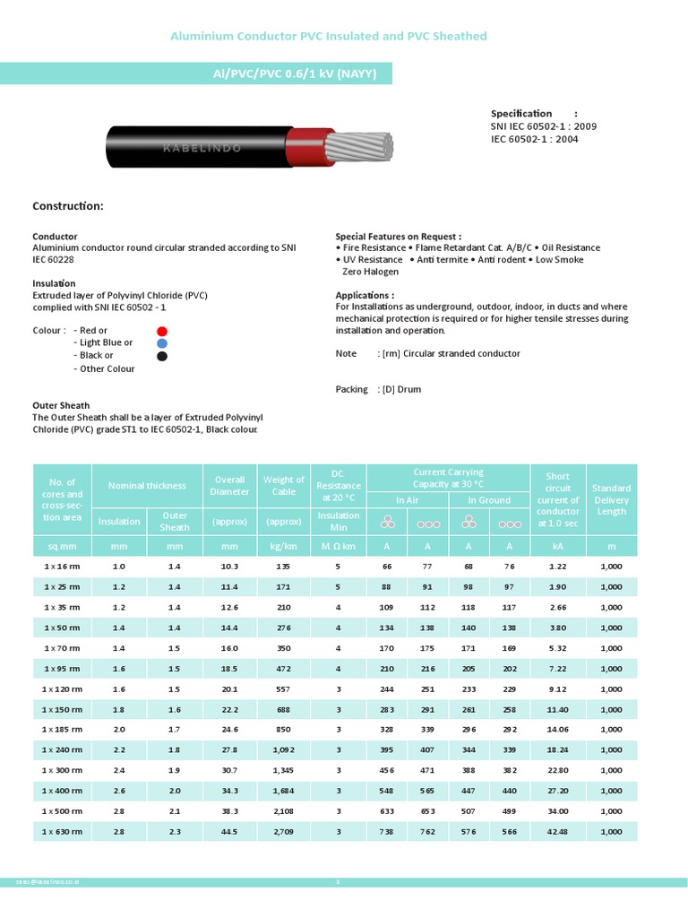 NAYY Cable Brosur | PDF | Polyvinyl Chloride | Insulator (Electricity)