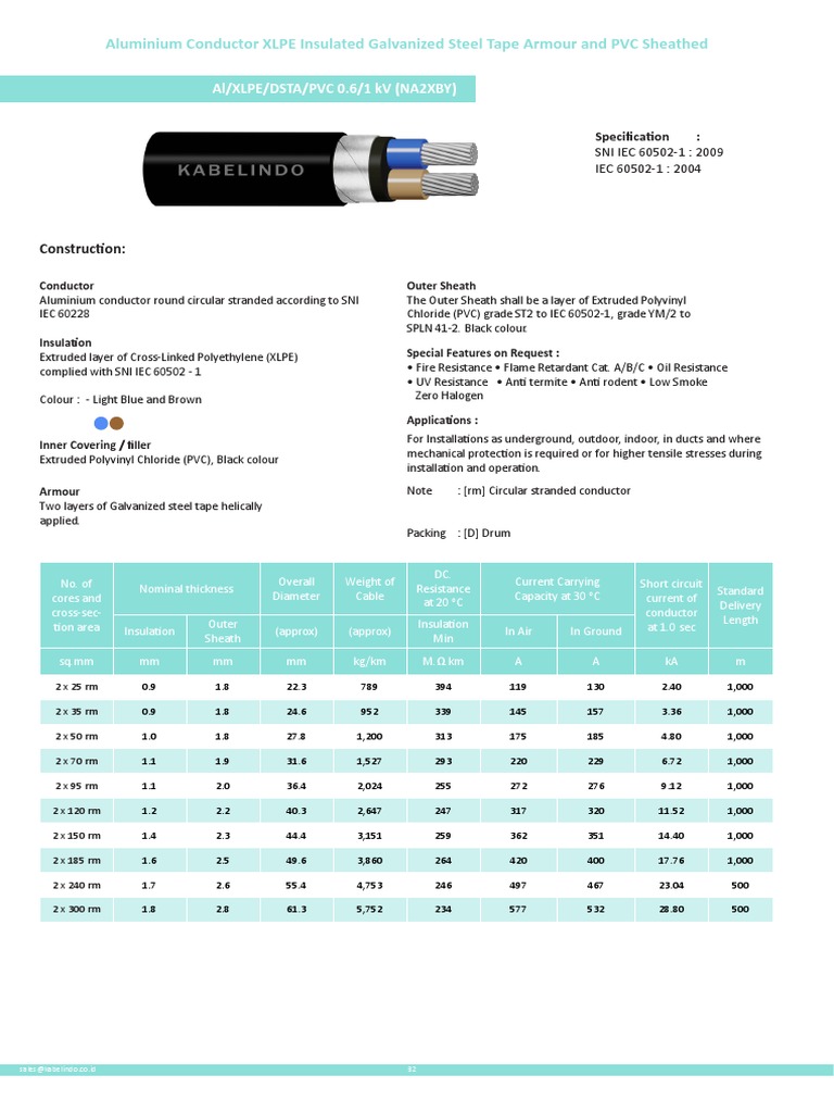 NA2XBY-1 Cable Brosur | PDF | Polyvinyl Chloride | Insulator (Electricity)