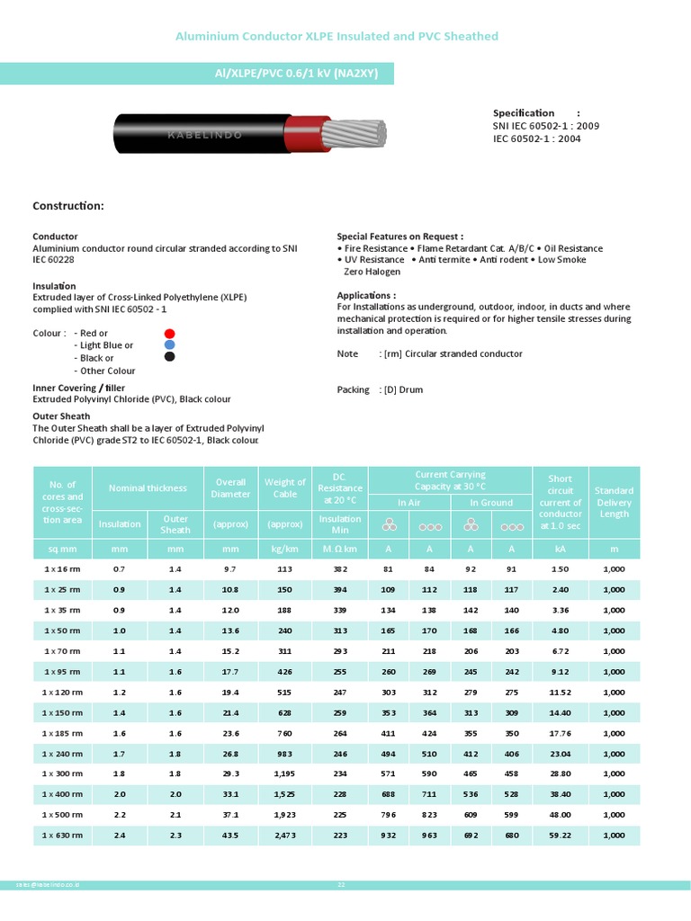 NA2XY Cable Brosur | PDF | Polyvinyl Chloride | Insulator (Electricity)