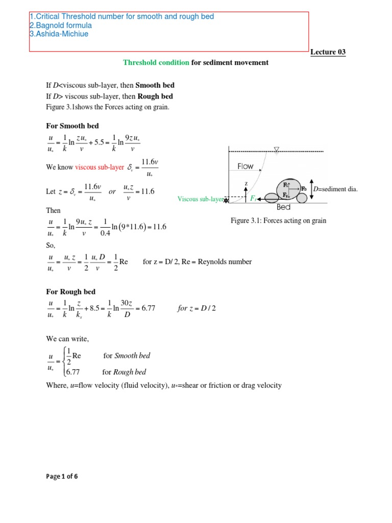 Lec.03 - Bed Load Transport Relationship | PDF