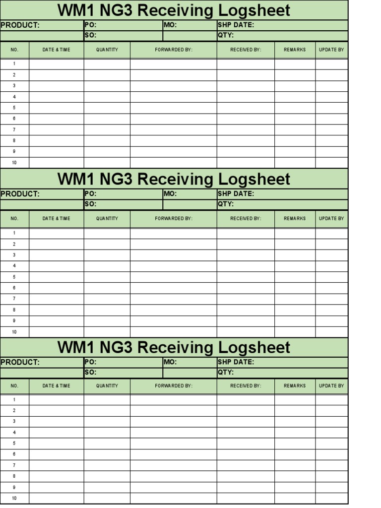Log Sheet | PDF | Manufactured Goods | Equipment