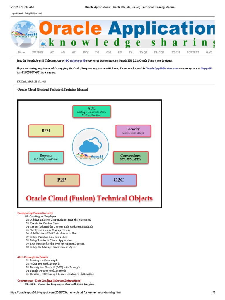 Oracle Applications - Oracle Cloud (Fusion) Technical Training Manual ...