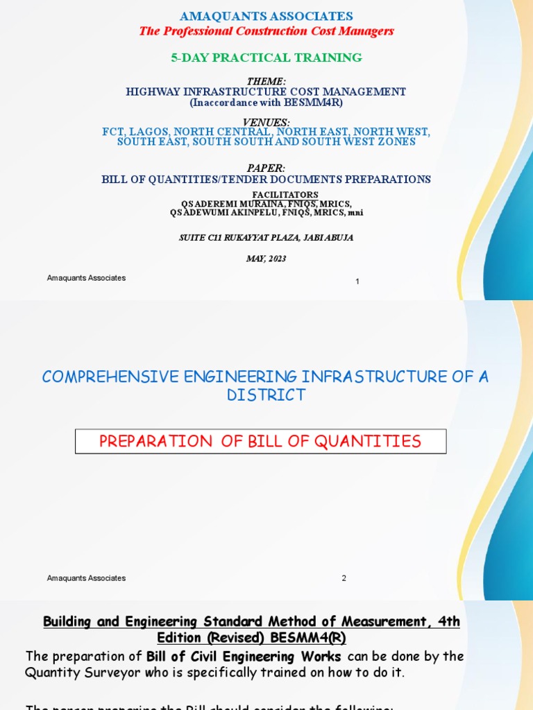 BoQ and Tender Documents Preparation | PDF | Area | Civil Engineering