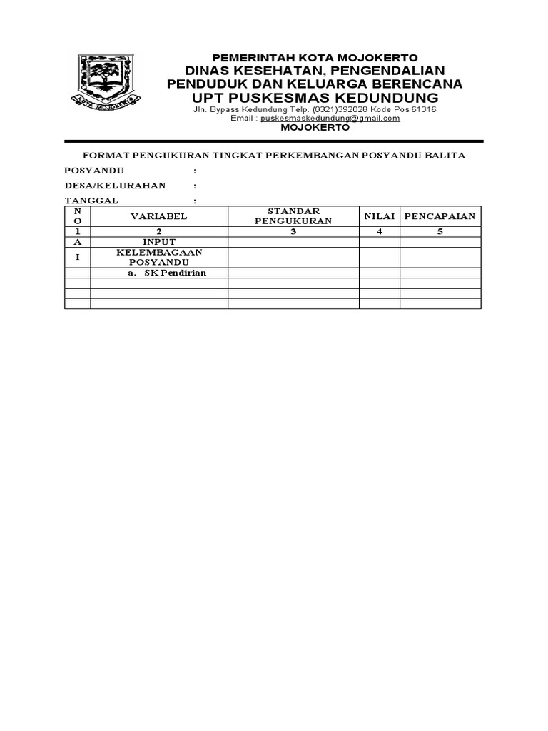Form Strata Posyandu Balita | PDF