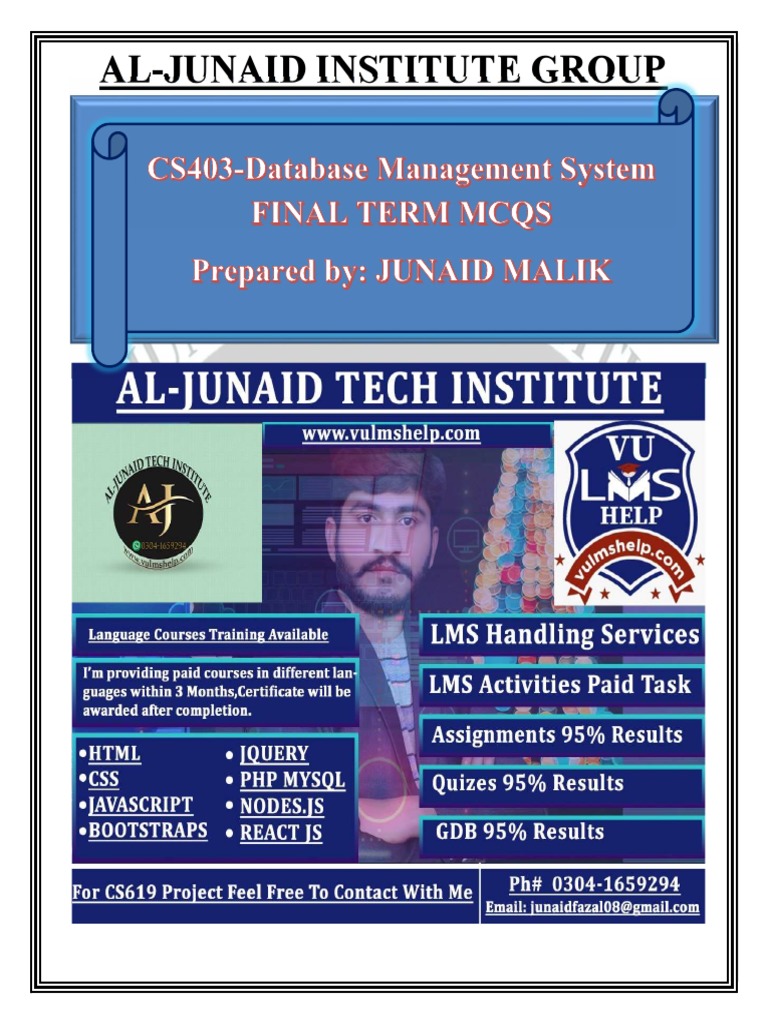 Cs403 Final Term Solved Mcqs by Junaid | PDF