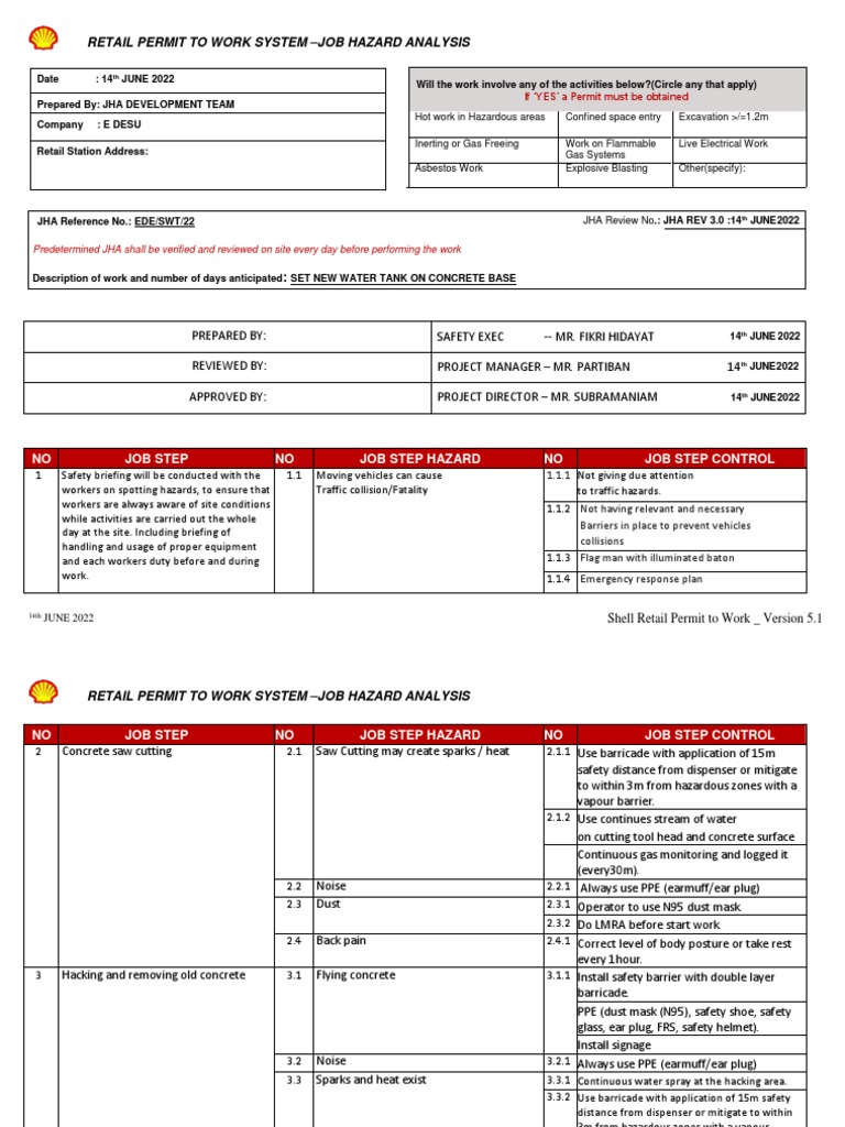 Jha - SWT - 22 - Set New Water Tank On Concrete Base | PDF | Personal ...