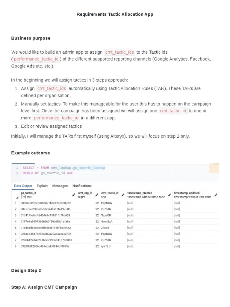 Requirements Tactic Allocation App vGKl8RxJ | PDF