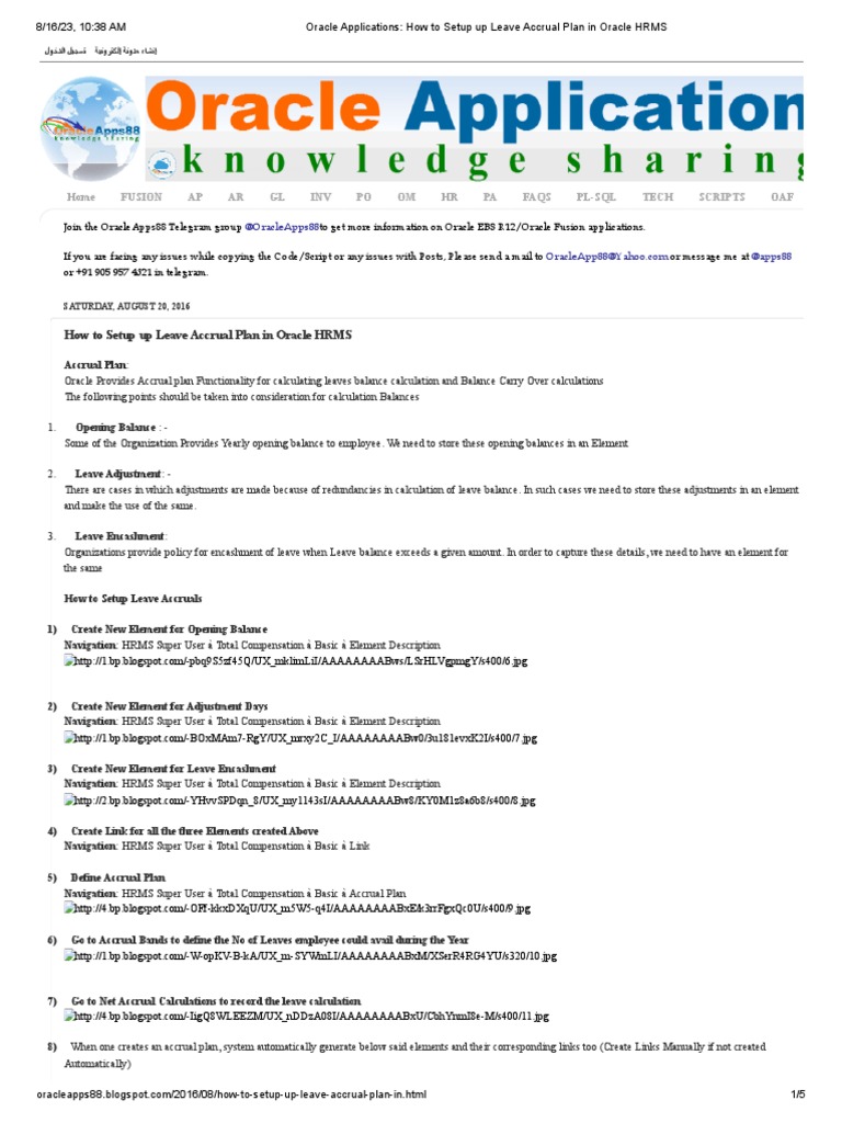 Oracle Applications_ How to Setup up Leave Accrual Plan in Oracle HRMS | PDF