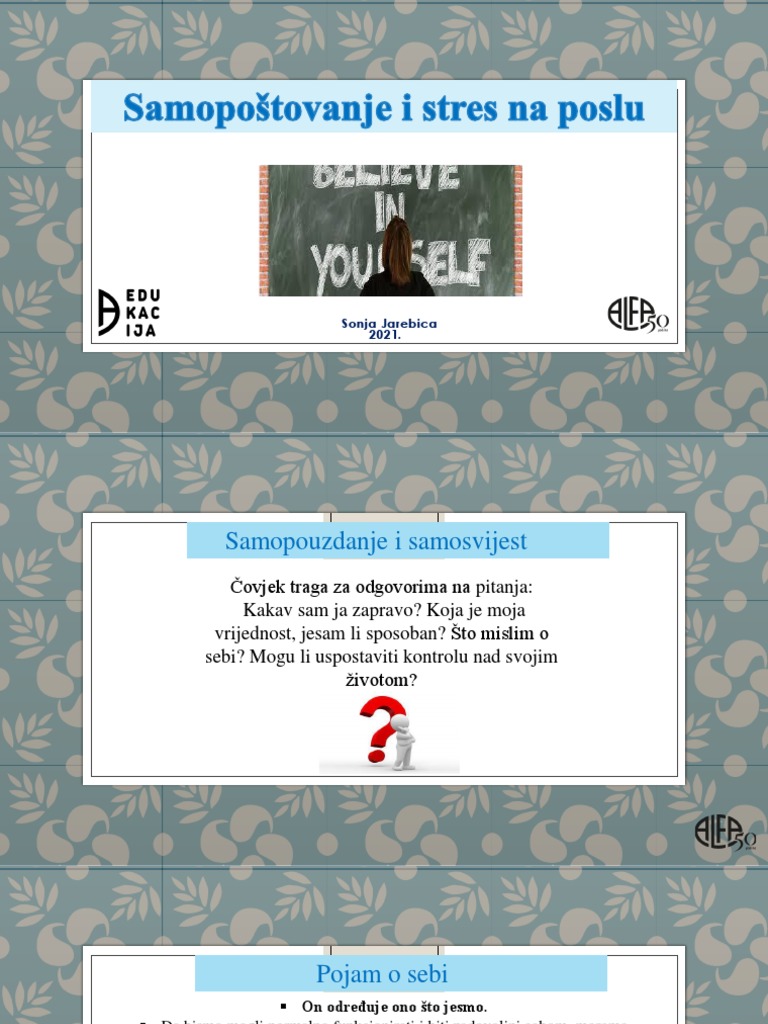 Samospoštovanje I Stres Na Poslu | PDF