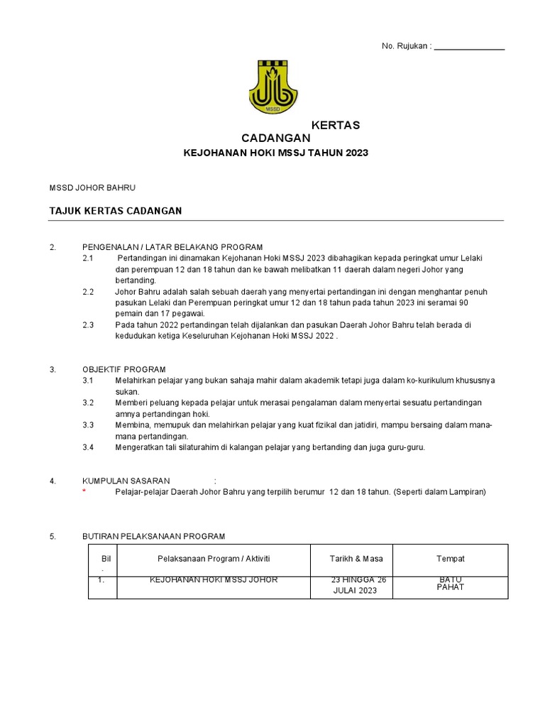 Kertas Kerja MSSJ 2023 | PDF