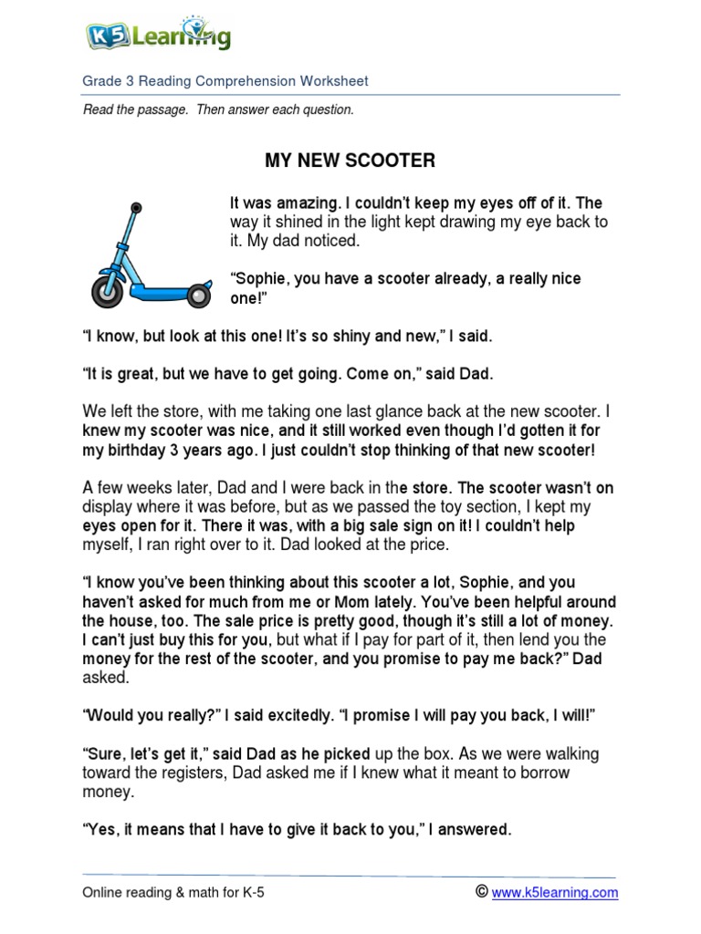 3rd Grade 3 Reading Scooter | PDF