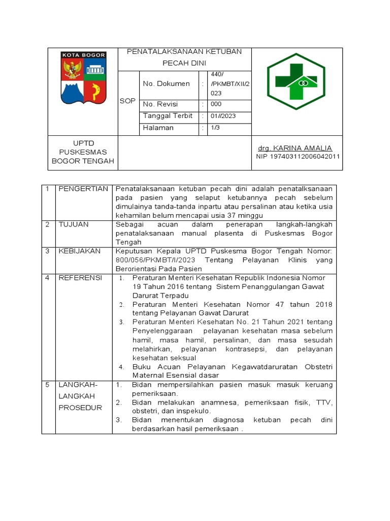 Sop Ketuban Pecah Dini | PDF