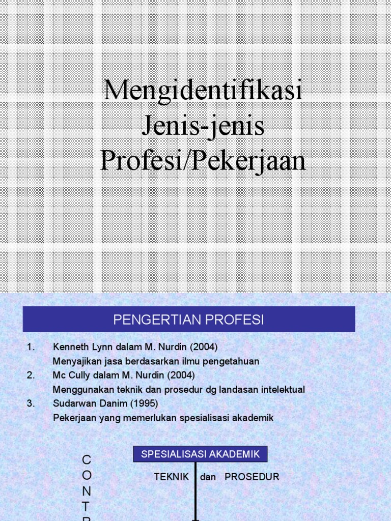 Mengidentifikasi Jenis-jenis Profesi-Pekerjaan | PDF