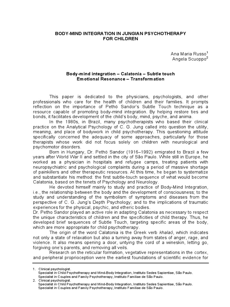 Body-Mind Integration in Child Therapy | PDF