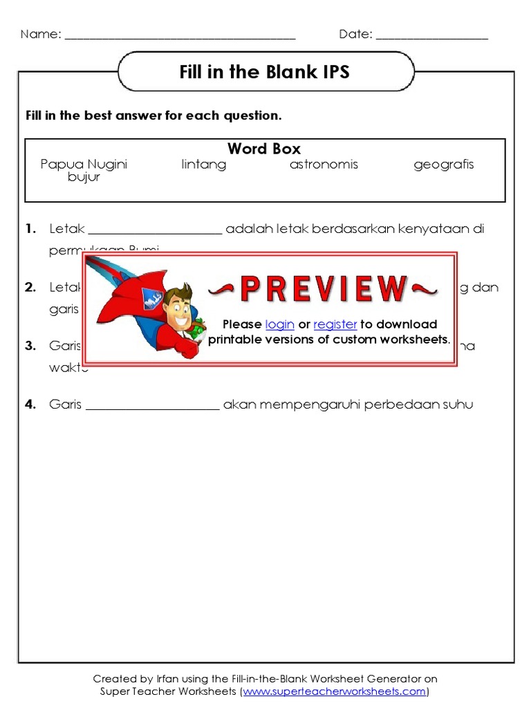 Geography Fill-in-the-Blank Quiz | PDF