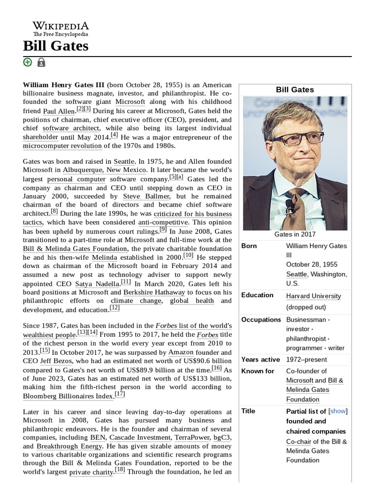 Bill Gates - Wikipedia | PDF