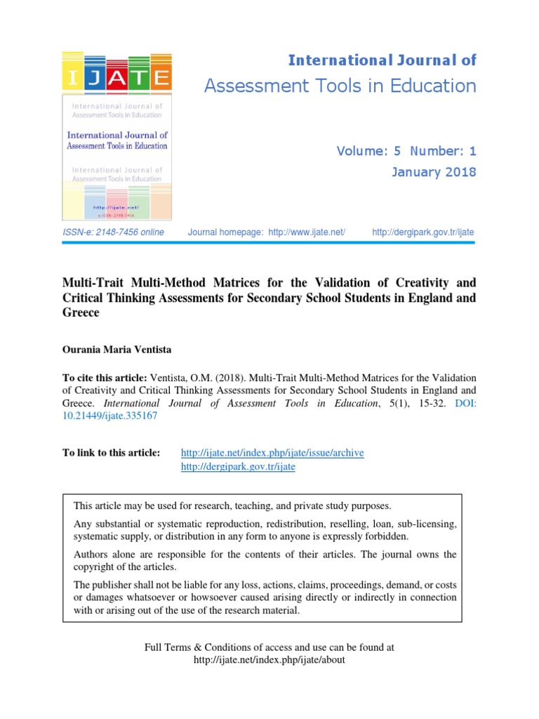 Multi-Trait Multi-Method Matrices For The Validati | PDF