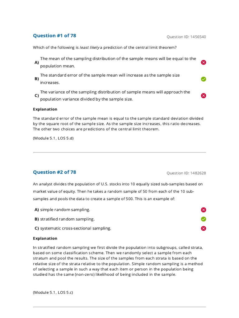 Reading 5 Sampling and Estimation - Answers | PDF