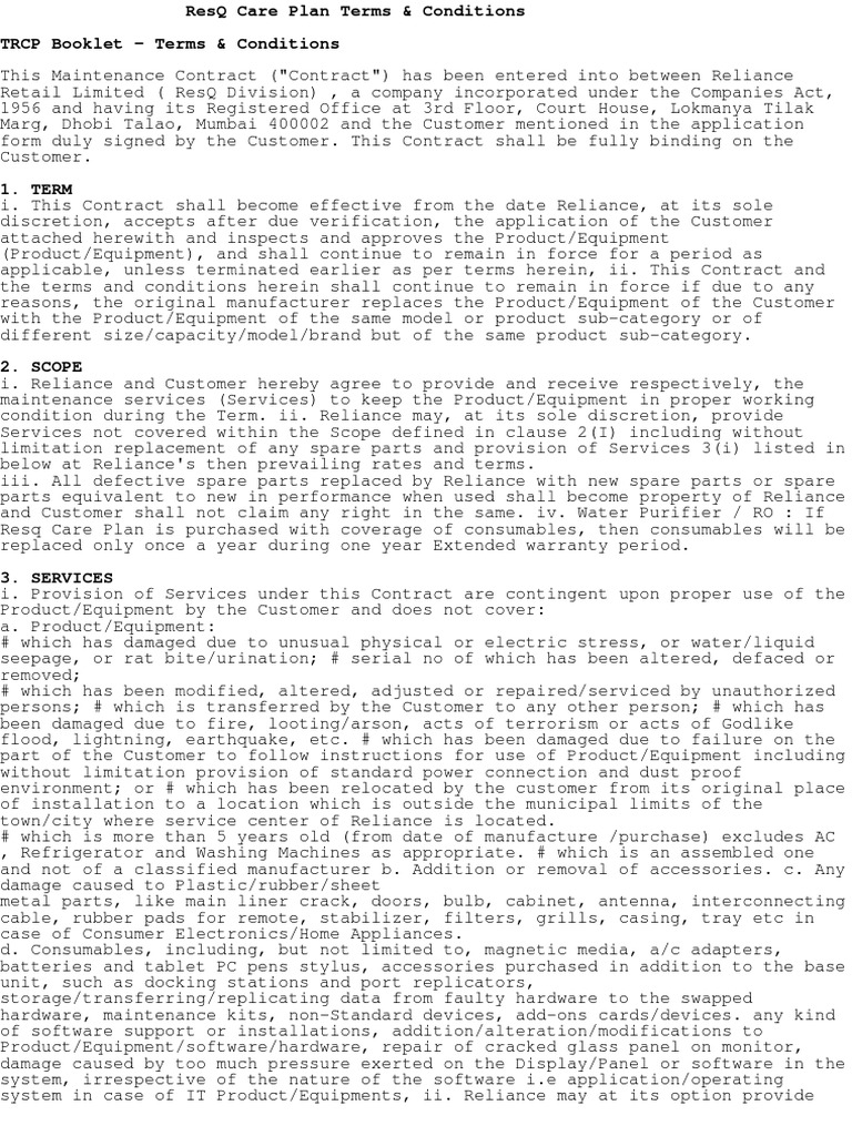 Service Contract | Download Free PDF | Breach Of Contract | Legal Liability