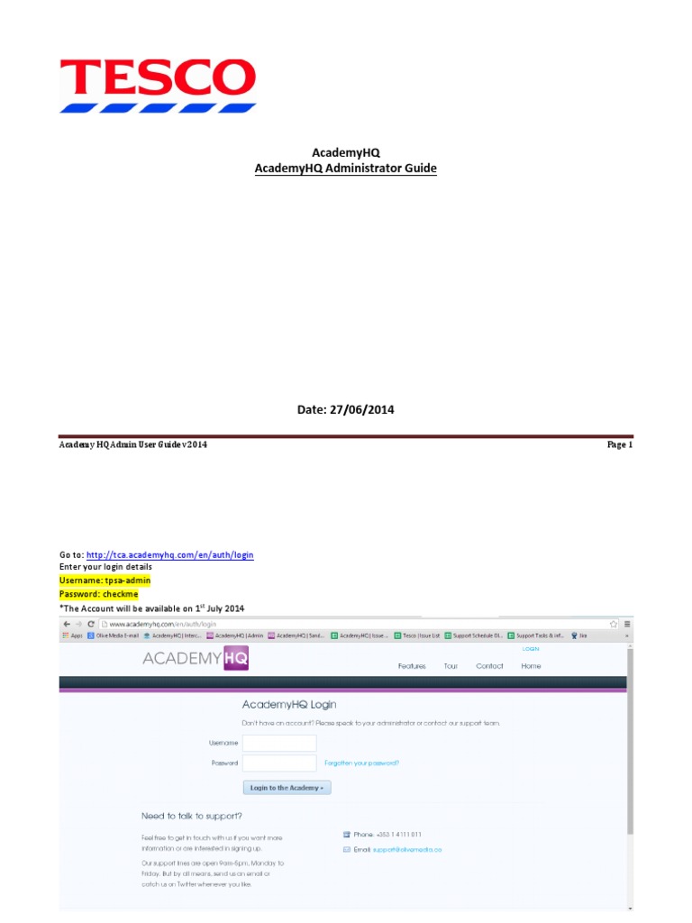 TESCO - Tesco Admin Guide | PDF
