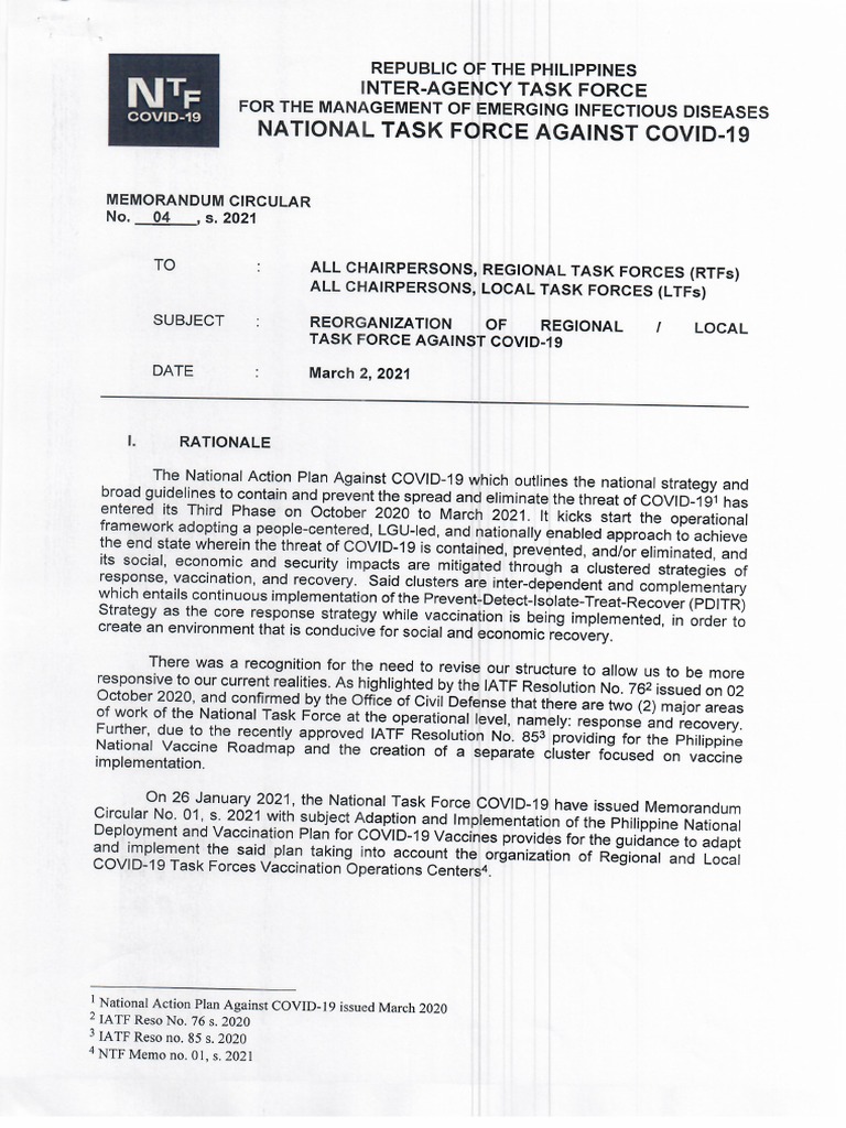 NTF Memo No. 4 s.2021 Reorg Structure of RTFs AND LTFs | PDF