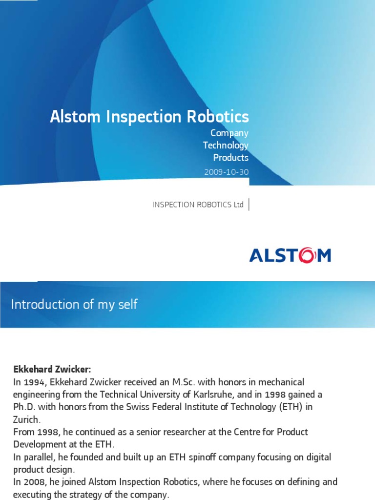 Alstom Inspection Robotics Lecture Technology Transfer | PDF | Robotics | Information