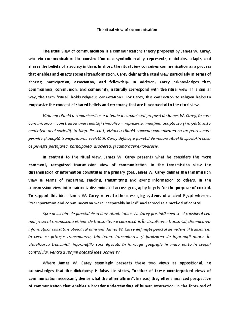 The Ritual View of Communication | PDF