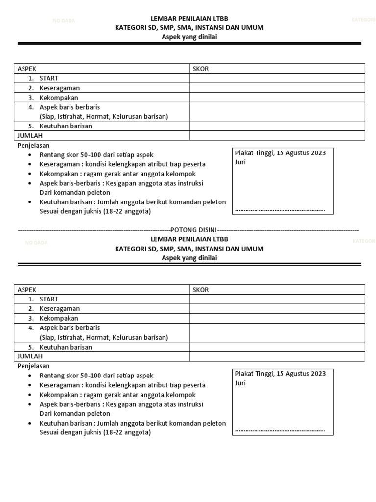 Lembar Penilaian LTBB | PDF