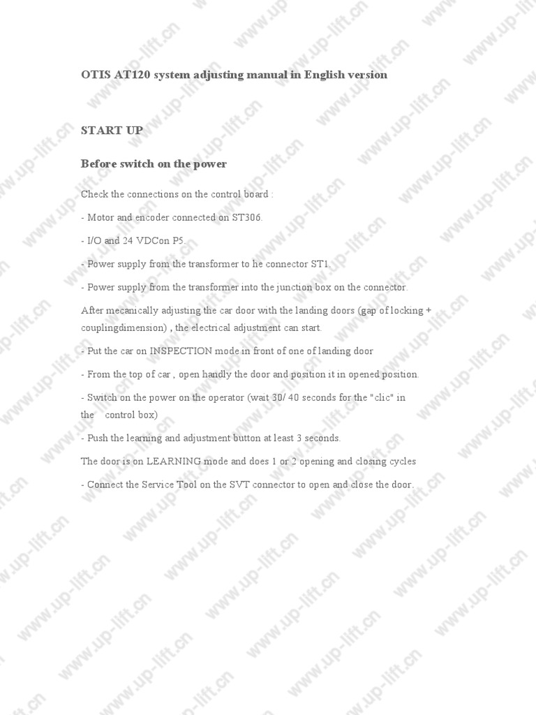 OTIS AT120 System Adjusting Manual PDF | PDF