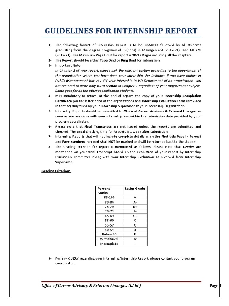 Internship Report Format - 2021 | PDF