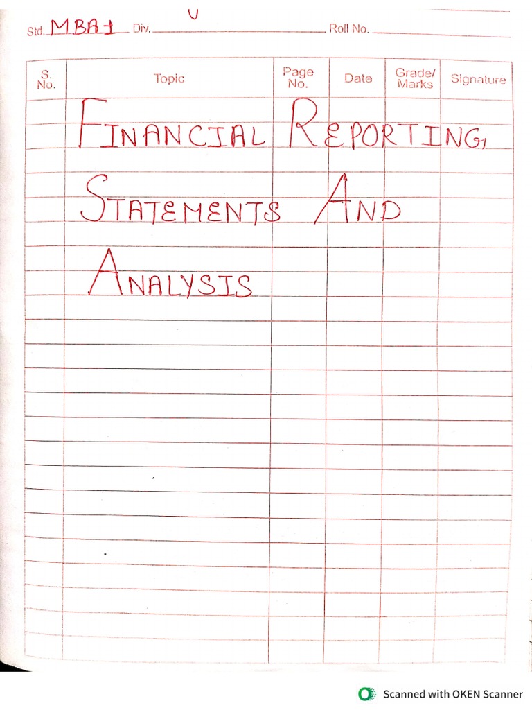 Financial Reporting Statements and Analysis | PDF