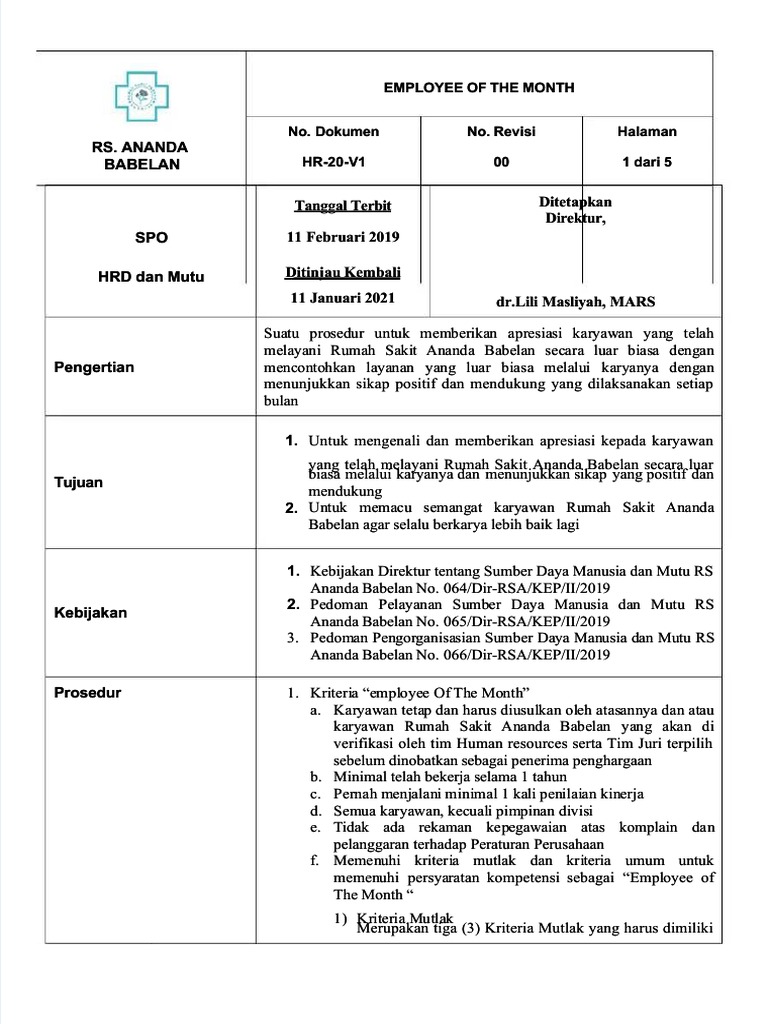 PDF Spo HRD 20 Employee of The Month - Compress | PDF
