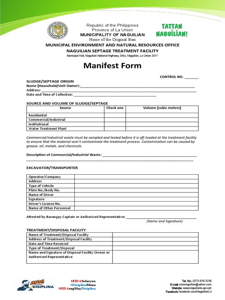 Manifest Form | PDF