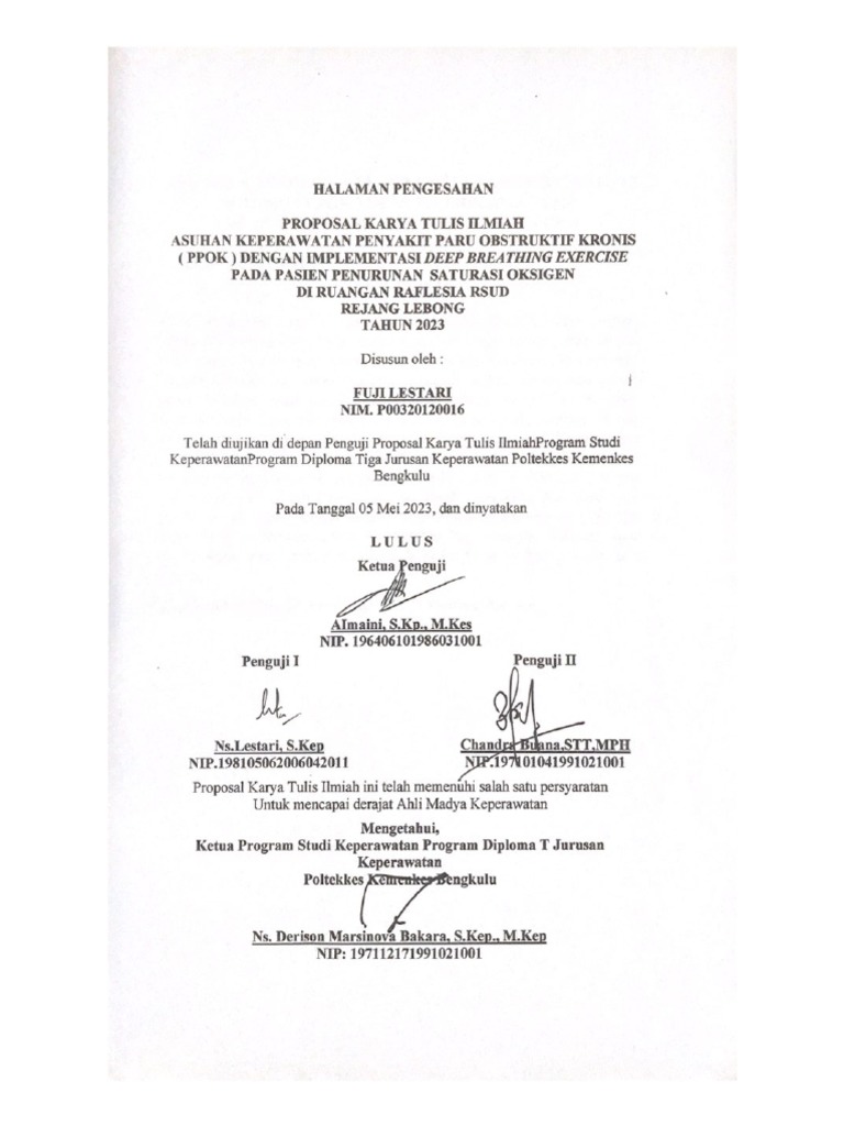 Bukti Ujian KTI 5 Orang | PDF