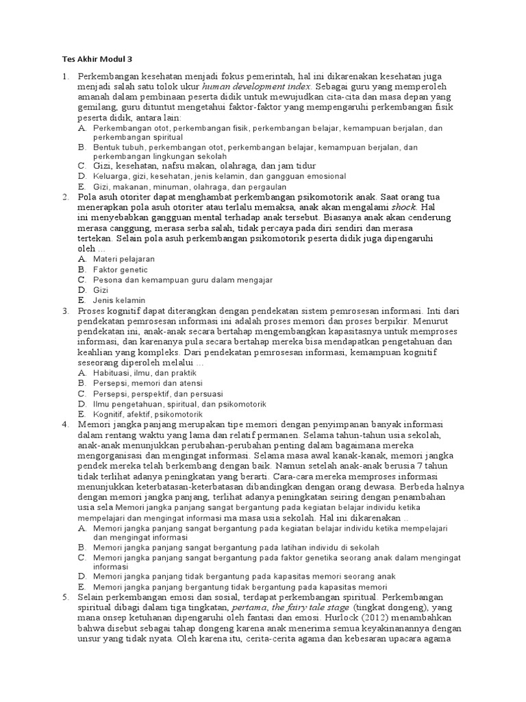Tes Akhir Modul 5 | PDF | Karier & Perkembangan | Kesehatan Holistik