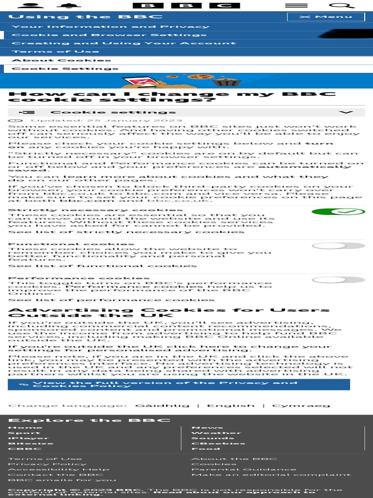 How Can I Change My BBC Cookie Settings - Using The BBC | PDF