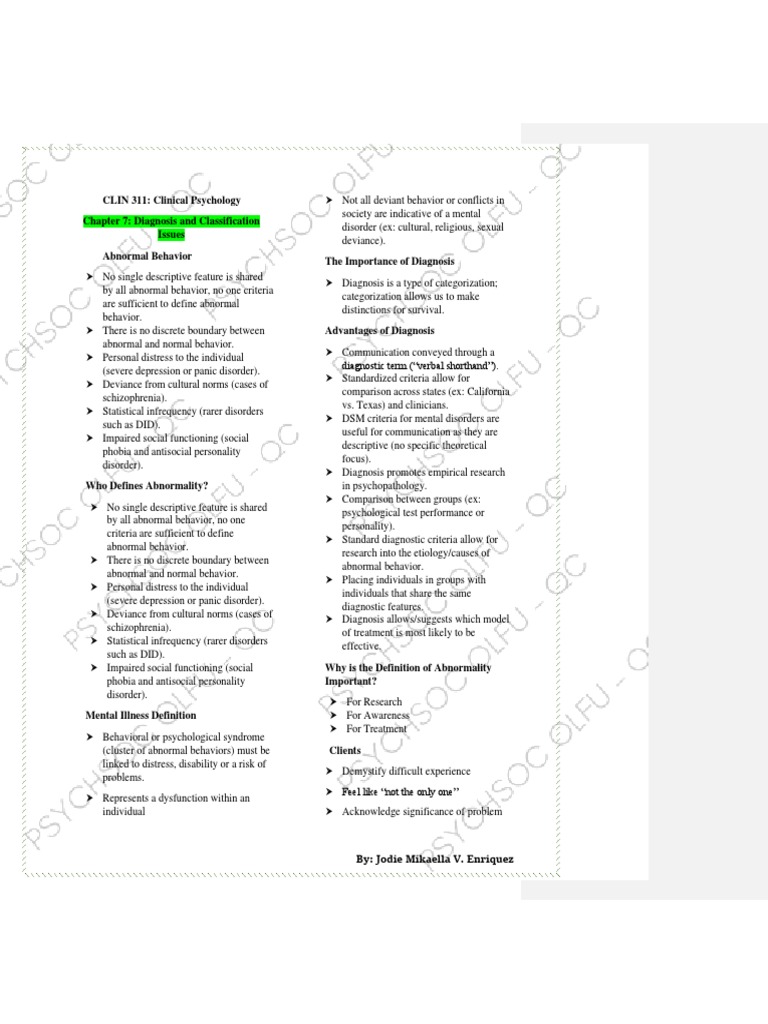 Clin Reviewer (Midterm) | PDF | Diagnostic And Statistical Manual Of Mental Disorders | Mental ...