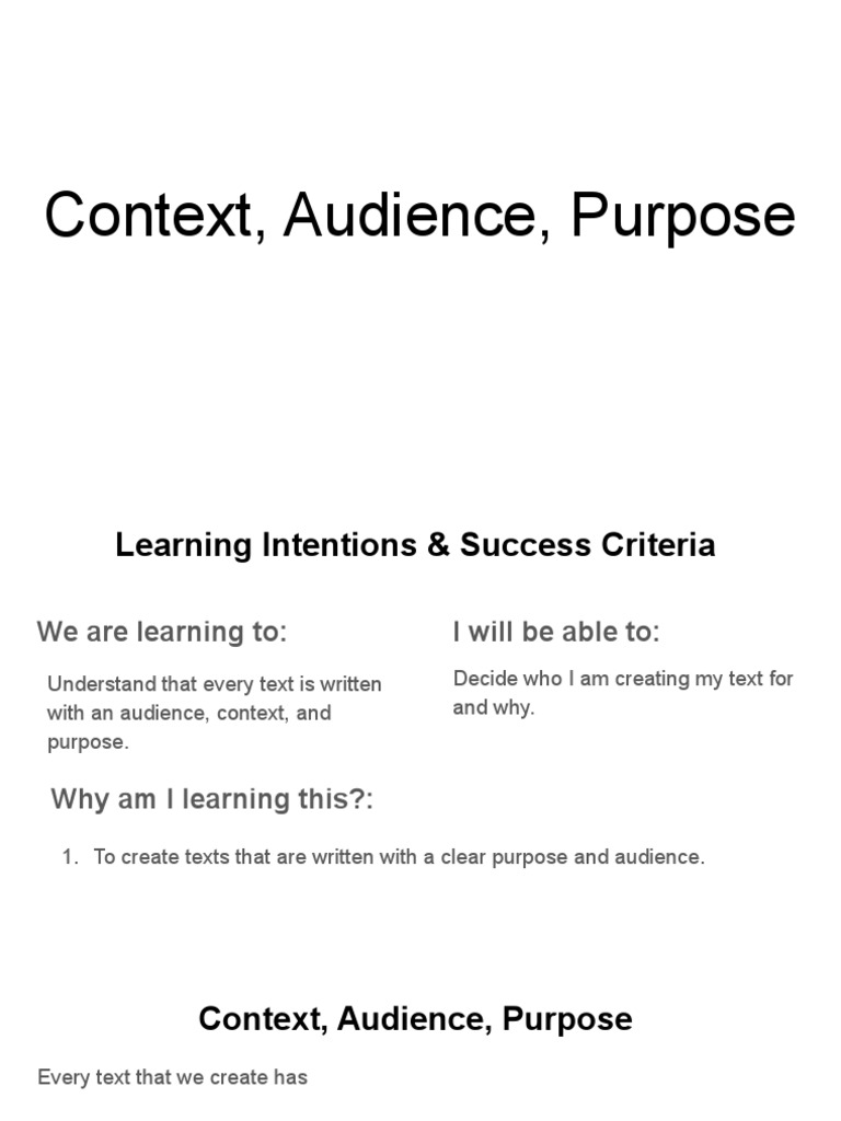 Audience, Context, Purpose | PDF