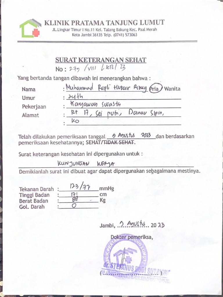 Surat Sehat Rafli | PDF