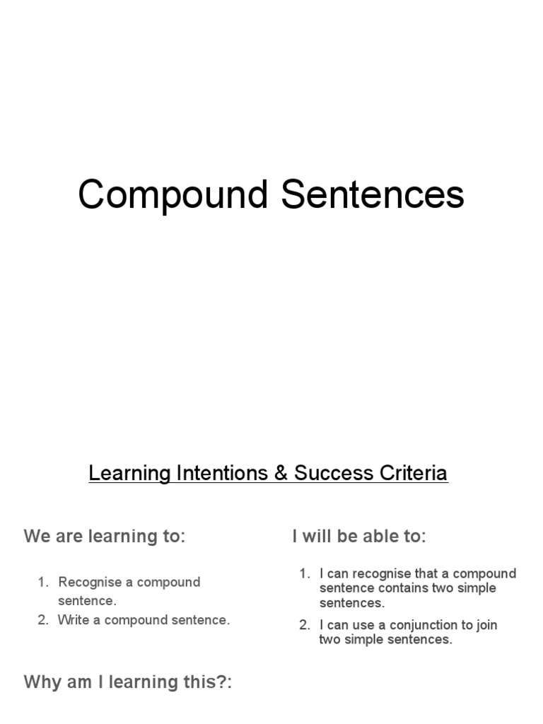 Compound Sentences | PDF | Subject (Grammar) | Sentence (Linguistics)